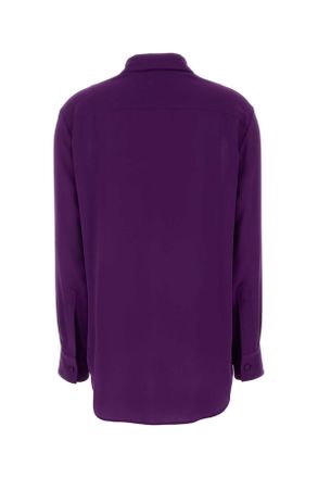 Balenciaga Womens Purple Georgette Shirt Exterior: Silk Camicie