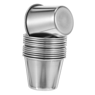 NUOBESTY Schnapsgl&auml;ser aus Edelstahl, f&uuml;r Dips, Saucen, Sch&uuml;sseln, Trinkbecher, Barzubeh&ouml;r, 45 ml, 12 St&uuml;ck