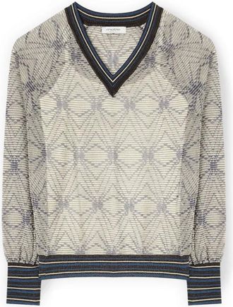 Motivi Femme, Pulls, Gris, Taille: 42 FR Pull avec motif g&eacute;om&eacute;trique et top int&eacute;gr&eacute;