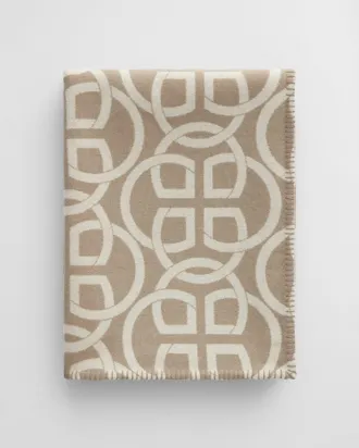 GANT Wohnaccessoires Monogram Decke aus Wolle (130x180) TAUPE BEIGE