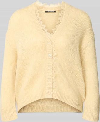 Luisa Cerano Strickjacke mit V-Ausschnitt und Spitzenbesatz