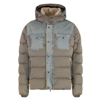 Moorer Daunenjacke mit Kapuze und Denim-Details - - Jackets - Herren - Grau - L
