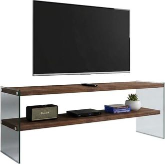 Dmora Meuble TV Sargas, Buffet de Salon, Armoire Basse pour TV, Base Murale de Rangement, 120x35h45 cm, Noyer Fonc&eacute;