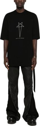 Rick Owens Homme, Tops, Noir, Taille: XS T-Shirt Jumbo &agrave; Manches Courtes