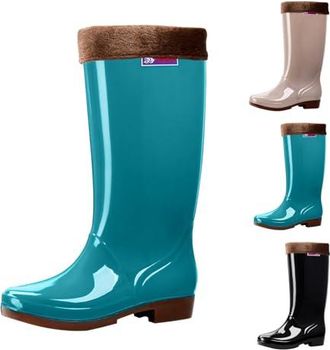 Generic Bottes de pluie hautes pour femme, bottes dhiver chaudes, imperm&eacute;ables et antid&eacute;rapantes en caoutchouc, l&eacute;g&egrave;res et confortables, durables pour la marc