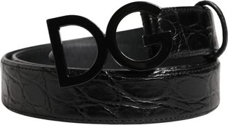 Dolce & Gabbana Homme, Accessoires, Noir, Taille: 100 CM Ceinture en cuir de ca&iuml;man