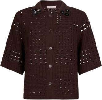 Liu Jo Femme, Pulls, Brun, Taille: 36 FR Gilet Crochet