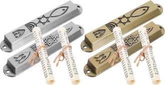 OSALADI 2 St&uuml;ck J&uuml;disches T&uuml;rrollen metallgeh&auml;use 8,9 cm mit Koscherer Schriftrolle T&uuml;rsegen f&uuml;r Chanukka Einweihung und Gebet Langlebiges Metall Traditionell