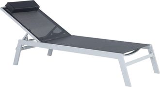 Beliani Gartenliege Liegestuhl Sonnenliege Relaxliege Schwarz Aluminium Mesh Catania II