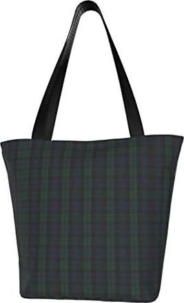 AOOEDM Black Watch Plaid Tote Bag Femmes Capacit&eacute; &Eacute;paule &Eacute;picerie Sacs
