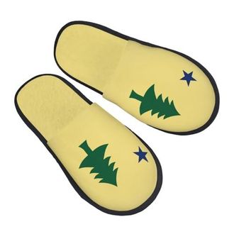 Generic Pantoufle Maison Drapeau Du Maine Hiver Pantoufles Antid&eacute;rapantes Chaussons Maison Doux Hiver Chaussures Chaudes Pour Voyages Maison Camping L