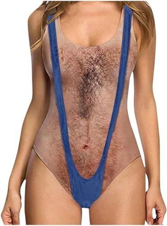 Generic Maillot De Bain Femme 1 Pieces Sexy Amusant imprim&eacute; 3D Bikini avec Haute Fente lat&eacute;rale audacieuse