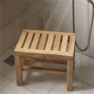 Generic Handgefertigter Duschsitz aus Teakholz, Sitzhocker aus Holz for Badezimmer, wasserdichter Duschhocker aus Holz mit rutschfesten F&uuml;&szlig;en, Wasserabweisend