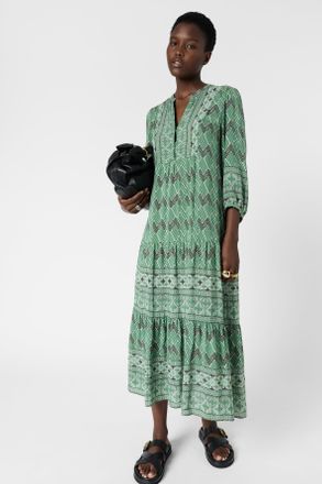 Gerard Darel Robe longue imprim&eacute; graphique - RIHAM - Vert