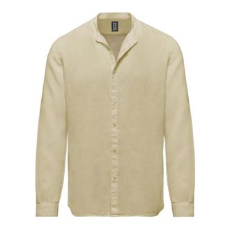 Bomboogie Homme, Chemises, Jaune, Taille: 3XL Chemise en Lin &agrave; Col Mao