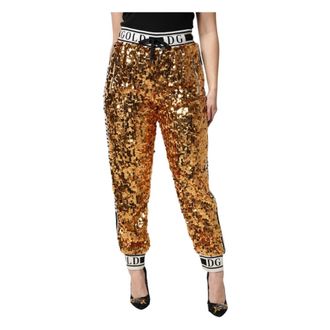 Dolce & Gabbana Paillettenbesetzte Jogginghose mit Logo - - Trousers - Damen - Mehrfarbig - L