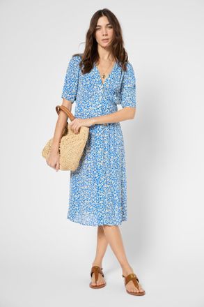 Gerard Darel Robe cintr&eacute;e &agrave; fleurs - PIPPA - Bleu ocean