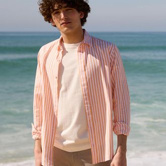 Bexley Simonin - Chemise homme jaune orangé et blanc