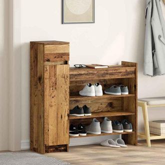 vidaXL Vidaxl - Meuble &agrave; chaussures avec tiroir Bois ancien 100.5 x 28 x 100 cm