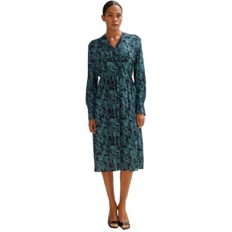 HUGO BOSS Dalati Midi Hemd Kleid f&uuml;r Damen, Mit Kragen (Gr&uuml;n)