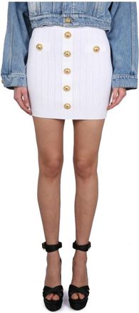 Balmain Femme, Jupes, Blanc, Taille: 38 FR Buttoned Knit Short Skirt