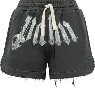 Palm Angels Femme, Shorts, Noir, Taille: 40 FR Big Waist Logo Sweatshorts