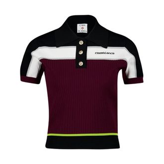 Casablanca Gestreiftes Poloshirt mit kurzen &Auml;rmeln - - Tops - Damen - Braun - M