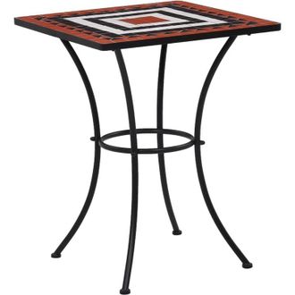 vidaXL Mosaik-Bistrotisch Terrakottarot und Wei&szlig; 60 cm Keramik - Vidaxl