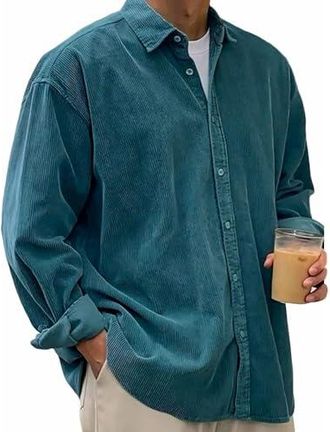 Generic DENGJIAMY Chemise cargo boutonn&eacute;e pour homme, grande taille, chemise dautomne d&eacute;contract&eacute;e &agrave; col uni, t-shirt &agrave; manches longues, haut uni tendance ave