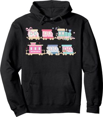 Trendy Apparel Cute Colorful Pink Toy Train Pullover Hoodie