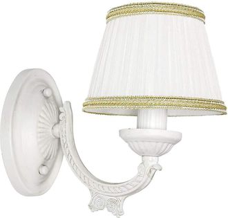Licht-Erlebnisse Wandleuchte SOFIA Innen stilvoll klassisch Metall Stoff Shabby Weiß Wohnzimmer Schlafzimmer H:35 E14 bis 40W Wandlampe