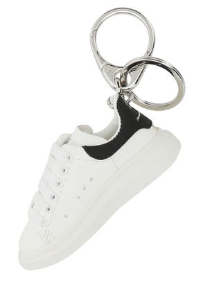 Alexander McQueen Mens White Leather Key Ring 9074 Portachiavi Keychains
