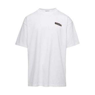 Cultura Cultura, Homme, Tops, Blanc, Taille: L T-shirt ras du cou avec imprimé logo skate