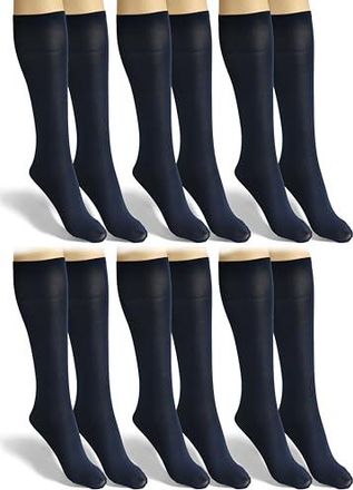 Sesto Senso 6 Paires Chaussettes Montantes Genoux Femme 40 DEN Mi-Bas Marine