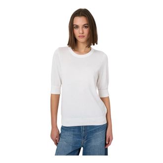Repeat Feinstrick-Kurzarmpullover aus Baumwollmischung - - Knitwear - Damen - Wei&szlig; - 3XL