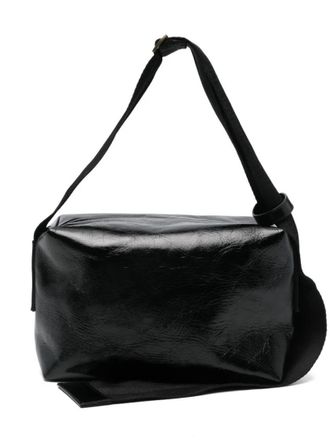 Uma Wang Hobo Bags - Glossy Leather Shoulder Bag With Adjustable Strap - Gr. unisize - in Schwarz - für Damen