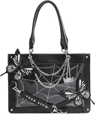 Generic Sac fourre-tout papillon de style sombre - Sac fourre-tout gothique r&eacute;utilisable pour femme - Pour pique-nique, voyage, plage, shopping - Pour un usag