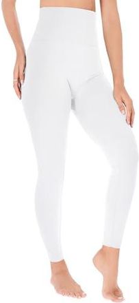 FUTURO FASHION Leggings Femme Petite Taille Haute avec Doublure Polaire L&eacute;g&egrave;re Blanc S/M