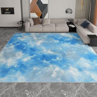 Generic Bleu Marine Lavable Tapis de Salon Abstrait &agrave; imprim&eacute; Texture des D&eacute;chets, perd Pas Ses Poils pour la Maison Le Bureau la Chambre &agrave; Coucher Le Salon l