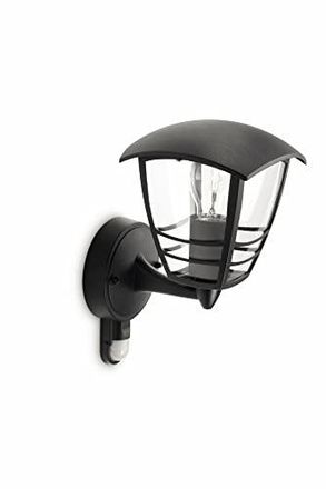 Philips Mygarden Creek Applique murale dext&eacute;rieur avec d&eacute;tecteur de mouvement (n&eacute;cessite 1 ampoule E27 60 W), 220-240 V, Noir