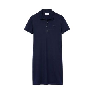 Lacoste Slim Fit Stretch Mini-Piqu&eacute;-Polo-Kleid - - Dresses - Damen - Blau - XS