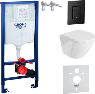 GROHE Wc Set mit Vorwandelement, Wand-WC und Sp&uuml;lknopf - Grohe