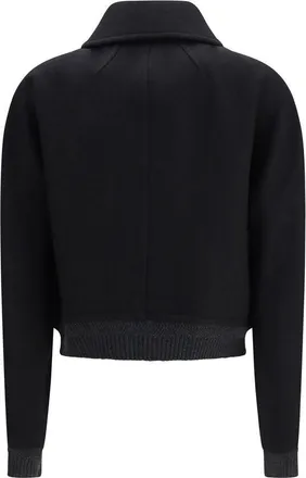 Ami Wool Double-Breasted Bomber Jacket - Black