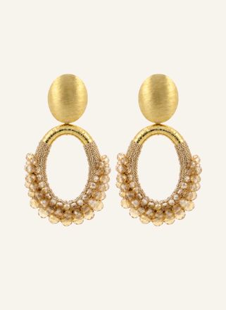 Lott. Gioielli Lott.Gioielli Ohrh&auml;nger Nyra Ce Si Oval Deluxe Half Beaded M Champagne By Glambou gold