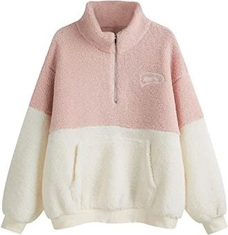 Generic Sweat BTS Rose Pull Grande Taille Femme Casual Noir t Shirt Running Femme Manches Longues Bunny Ears Sweatshirt Hoodie Manteau Polaire Femme Long Vest