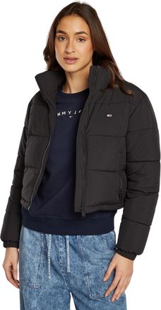 Tommy Jeans Damen Pufferjacke Cropped Essential Puffer Kurz, Schwarz (Black), XL