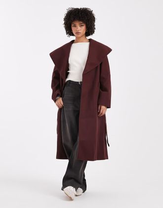 Miss Selfridge Manteau crois&eacute; habill&eacute; - Chocolat-Brown