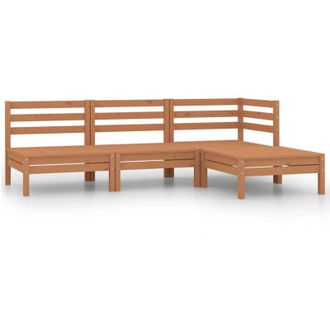 vidaXL 4-tlg. Garten-Lounge-Set Massivholz Kiefer Honigbraun Vidaxl