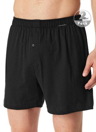Schiesser Herren Boxershorts schwarz Reine Baumwolle unifarben