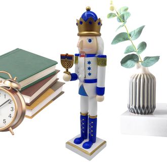Generico Nussknackerfiguren aus Holz: Kobaltschirm aus Holz, 22,6 x 39,9 cm, Weihnachtsfigur, saisonales Tischelement, blaues Winter-Emblem und Expan